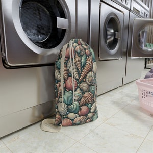 Seashell Laundry Tote Nautical Laundry Bag Dirty Clothes Storage Dorm ...