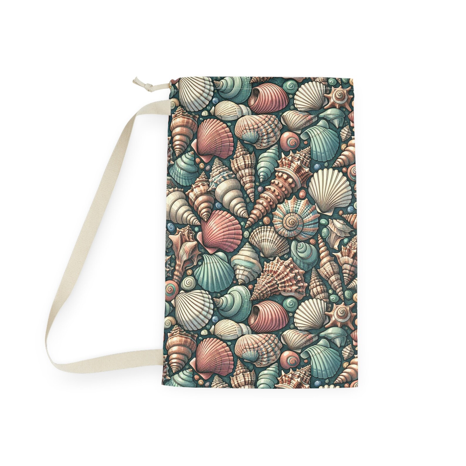 Seashell Laundry Tote Nautical Laundry Bag Dirty Clothes Storage Dorm ...