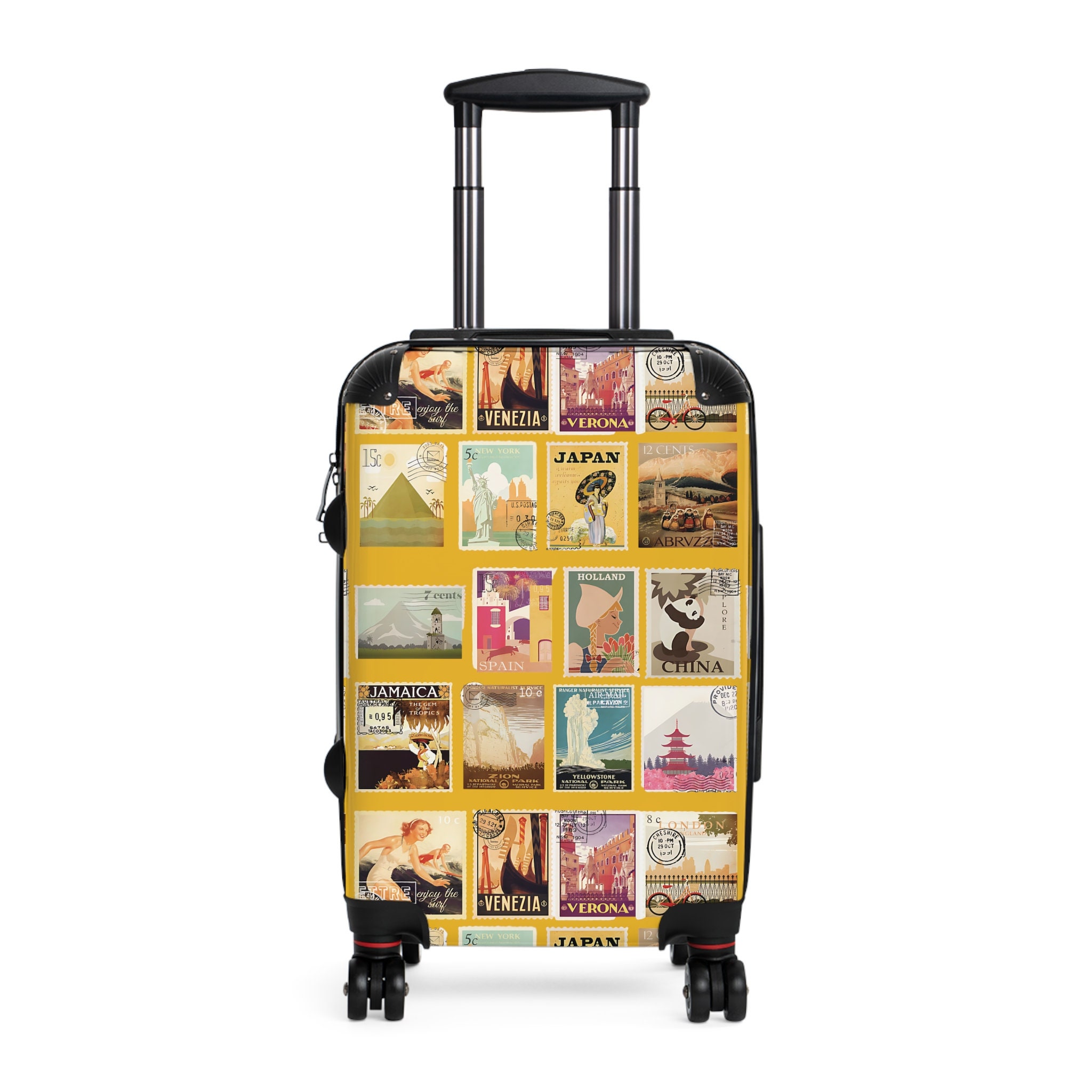 Yellow Hard Shell Suitcase Travel Stamp Carry-on Stylish & Durable ...