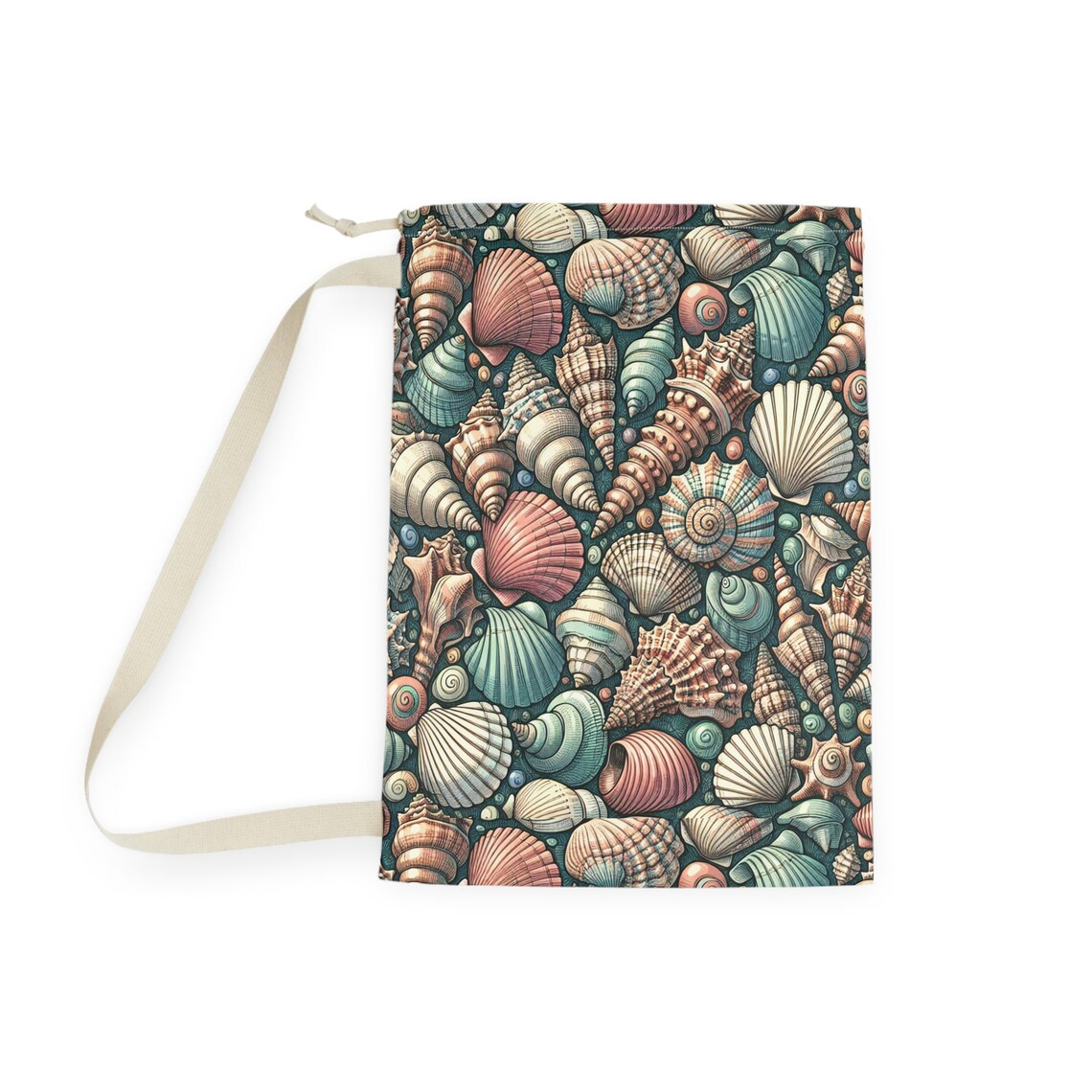 Seashell Laundry Tote Nautical Laundry Bag Dirty Clothes Storage Dorm ...