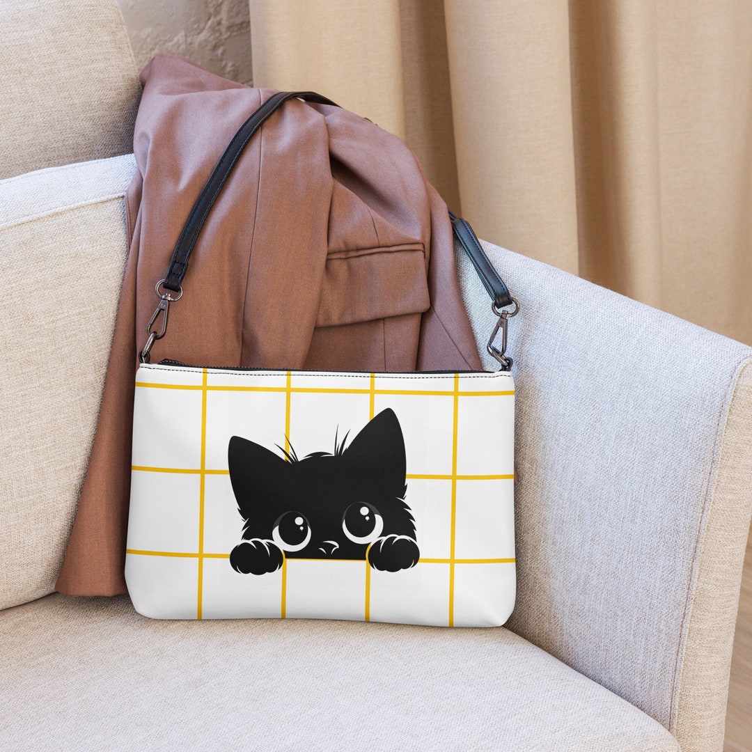 Peeking Black Cat Crossbody Bag Cute Cat Purse Stylish Feline Accessory ...