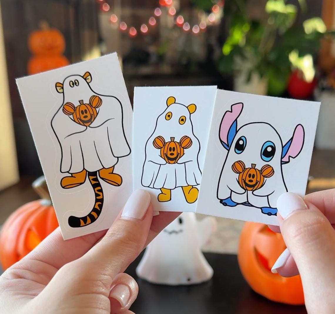 Winnie the Pooh Ghost Holding Pumpkin Sticker - Etsy