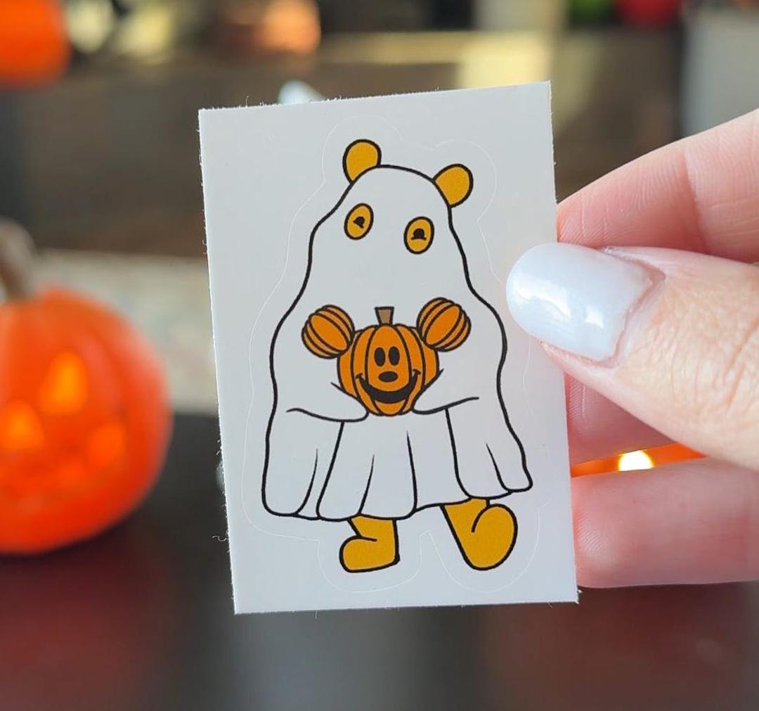 Winnie the Pooh Ghost Holding Pumpkin Sticker - Etsy
