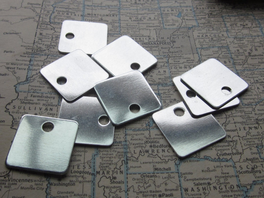 10 TUMBLED Aluminum 1 Inch Squares - 18 Gauge - Etsy