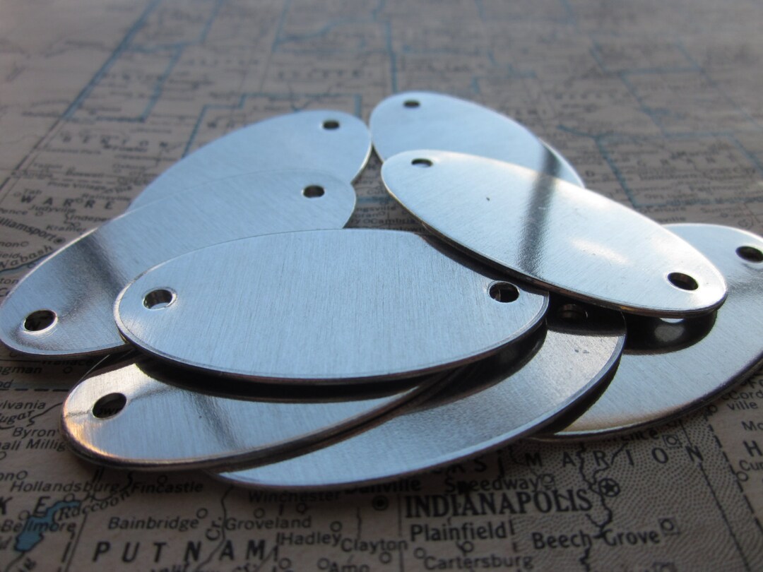 8 Large TUMBLED Aluminum Oval Blank Tags - Etsy