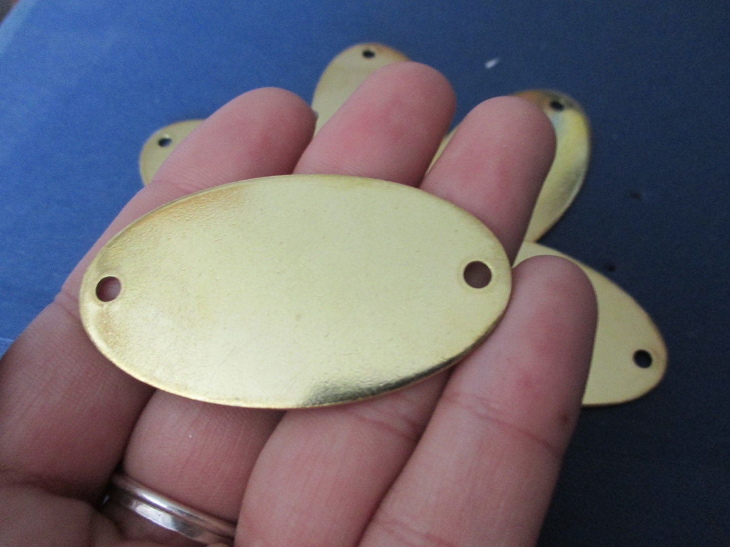 5 Extra Large Brass Oval Blank Tags - Etsy