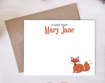 Fox Note Card Set of 10 in White or Light Ivory With Matching - Etsy
