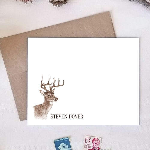 Personalized Deer Note Cards Buck Note Card Set Hunter - Etsy