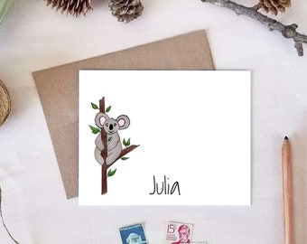 Koala Bear Cards Set of 10 in White or Light Ivory With Matching ...