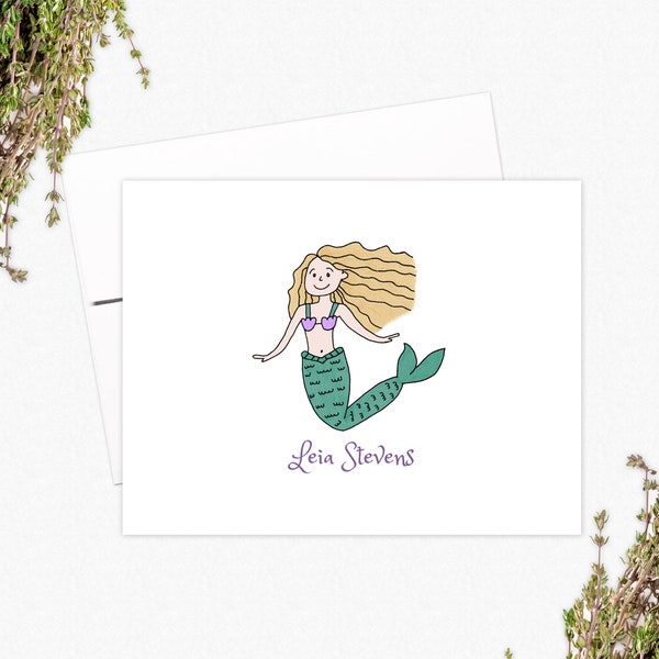 Mermaid Note Cards - Etsy