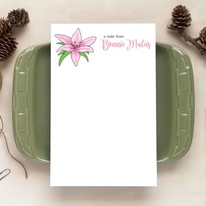 Personalized Notepad Pink Lily Notepad for Her Floral Stationery Gifts ...