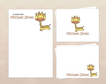 Giraffe Note Cards Stationery Set of 10 Cards in White or Light Ivory ...