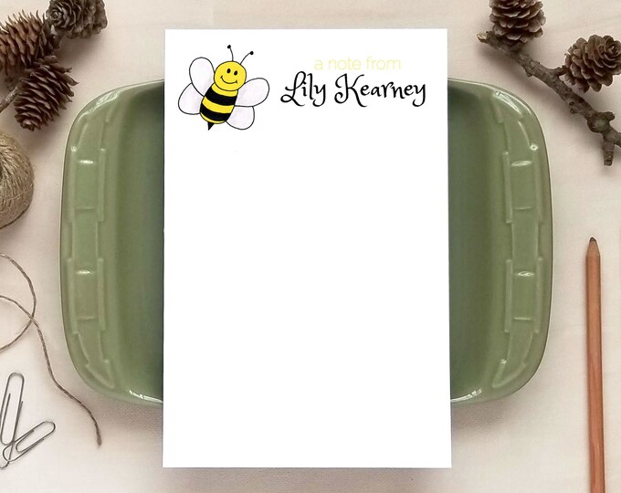 Bee Notepad for Kids Personalized Notepads Stationery - Etsy