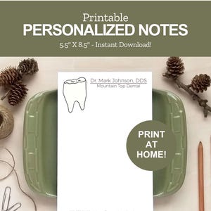 Printable Tooth Notes for Dentists - DIY Personalized Notepad - Dental ...