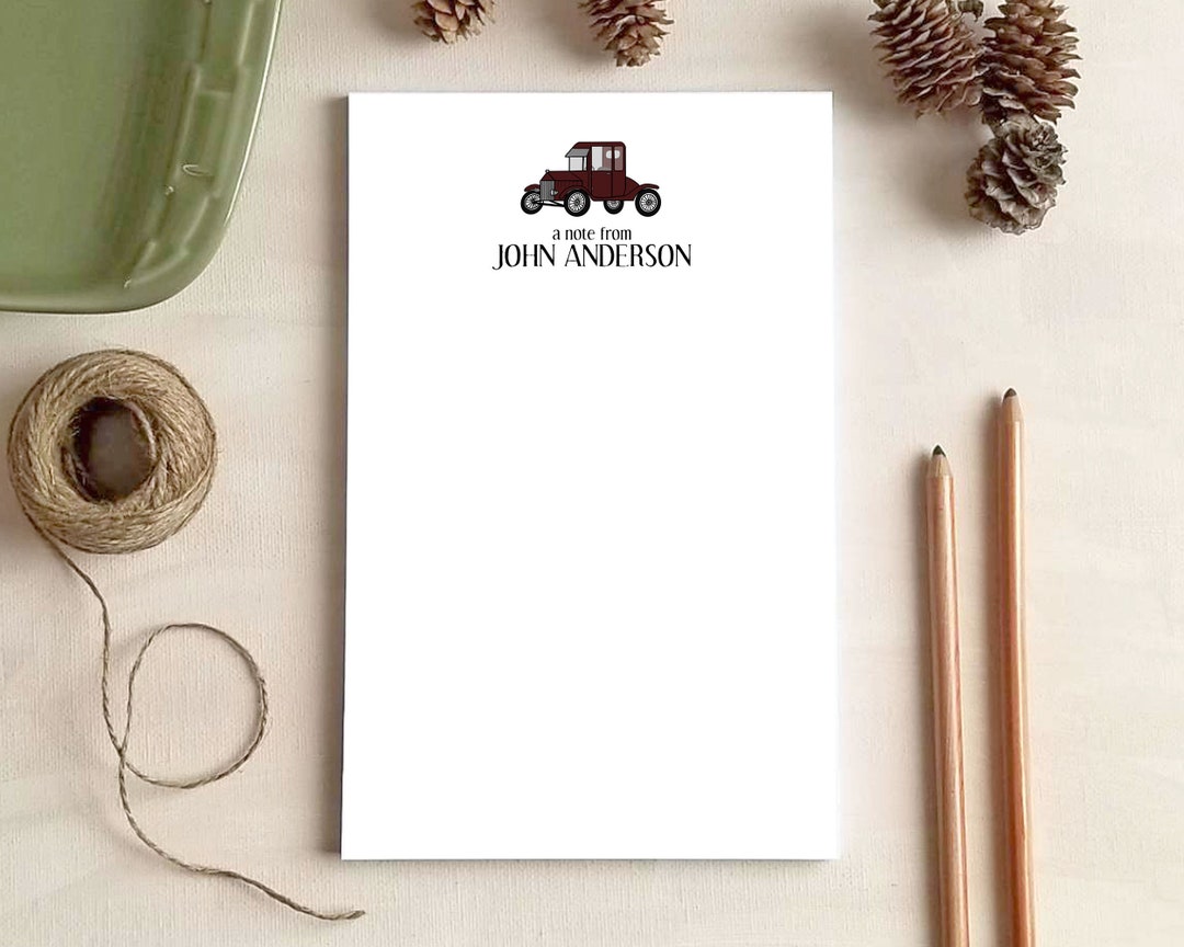 Personalized Notepad Antique Car Notepad Stationery Gift - Etsy