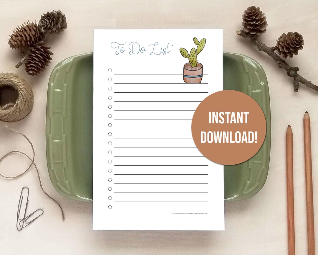 To Do List Printable - Cactus Daily Planner Checklist - Instant ...