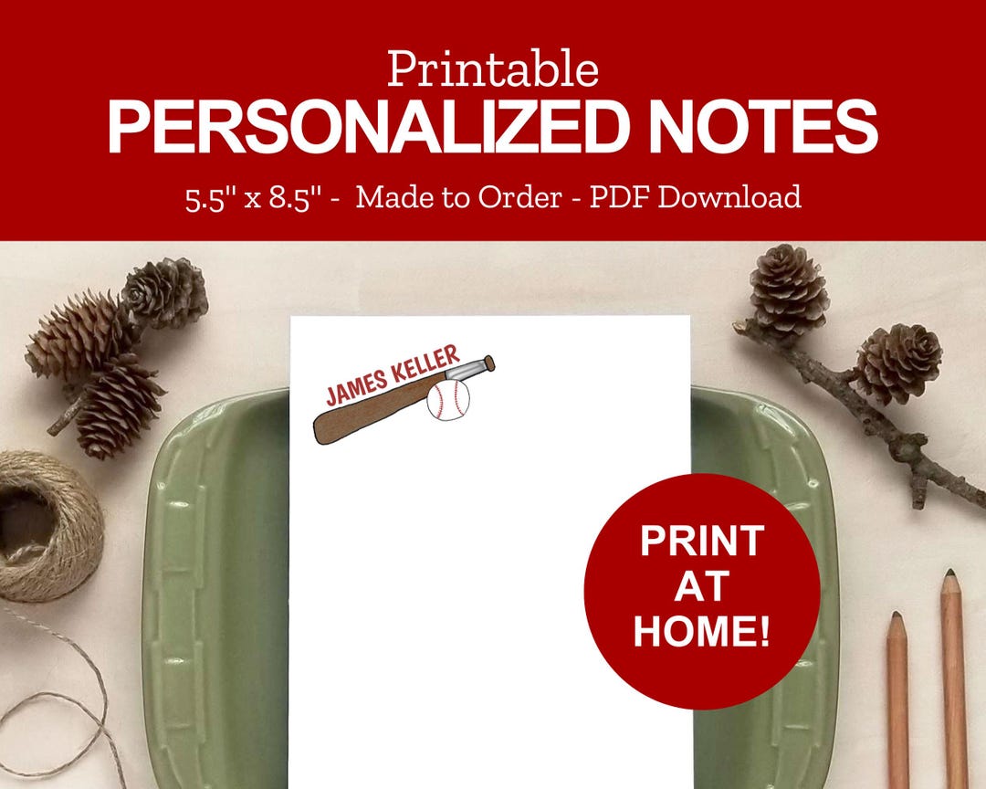 Printable Baseball Stationery Gifts for Coach - Personalized Baseball ...