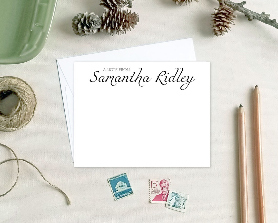 Elegant Script Flat Note Cards Personalized Stationery Gifts - Etsy
