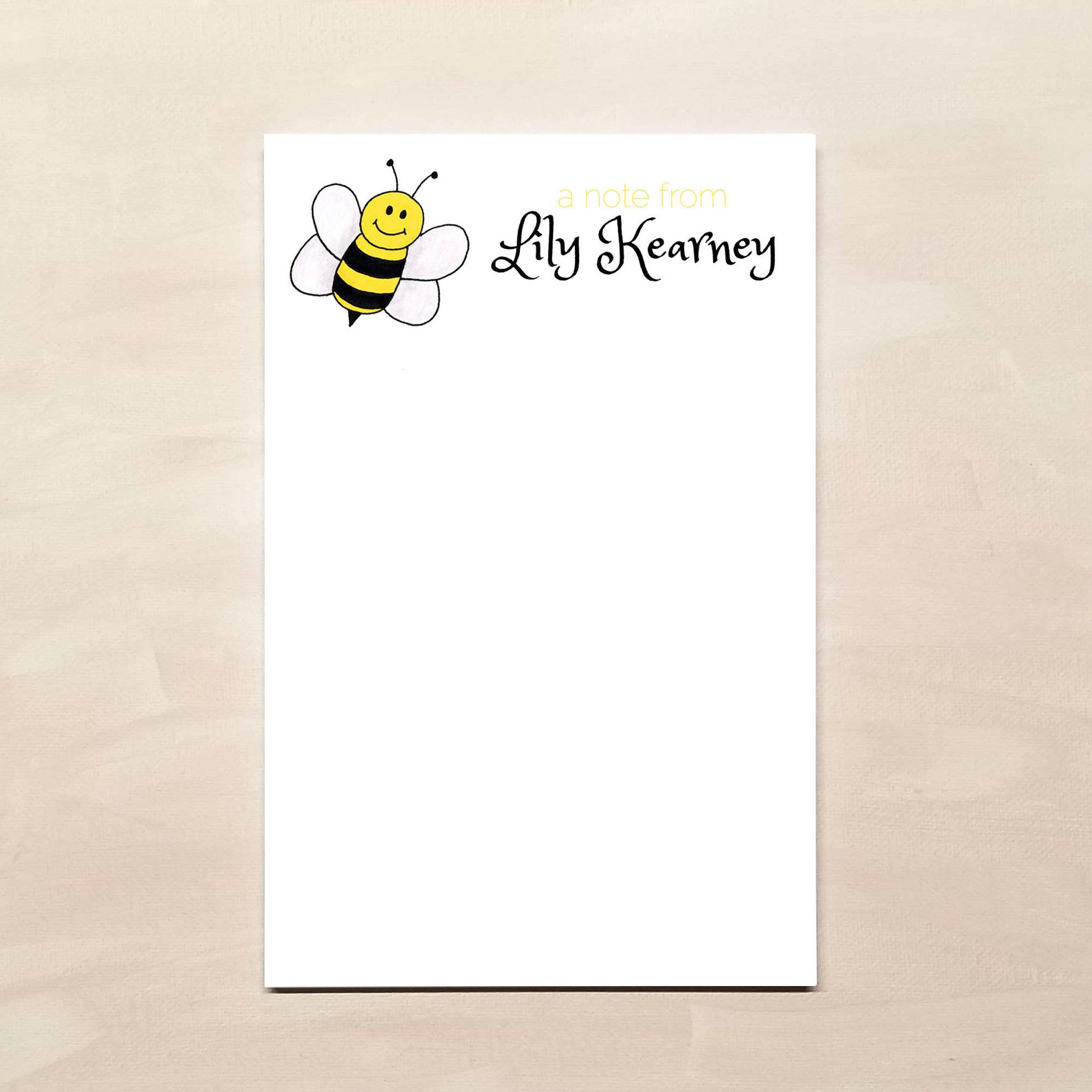 Bee Notepad for Kids Personalized Notepads Stationery - Etsy