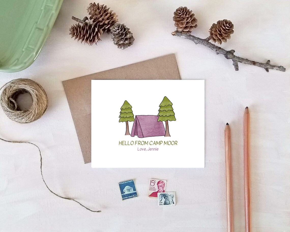 Camping Gift Personalized Camp Cards Stationery for Kids - Etsy
