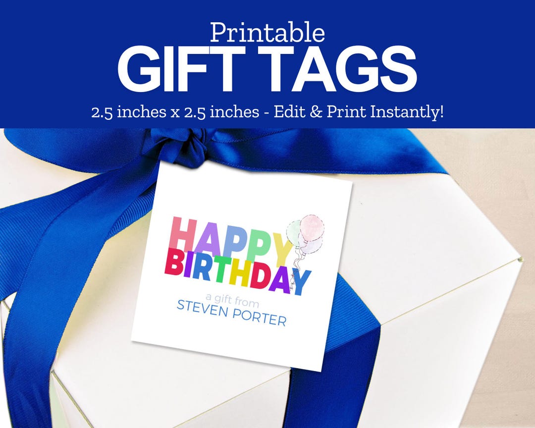 Happy Birthday Gift Tags - Printable Balloon Enclosure Cards ...