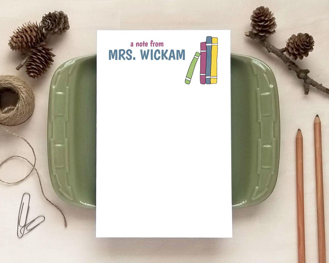 Personalized Stack of Books Notepad: Stationery Gift for Teachers - Etsy
