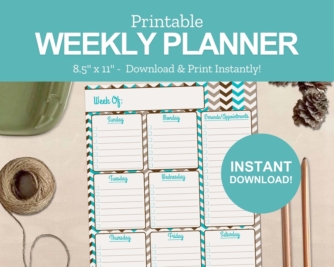 Printable Weekly Planner Weekly Schedule Family Organizer Instant ...