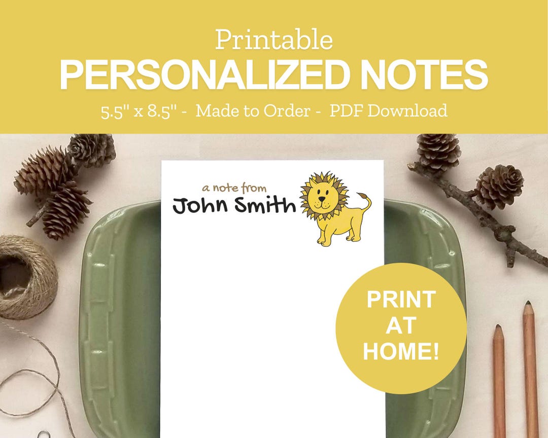 Printable Lion Writing Paper for Kids - DIY Personalized Notepads ...