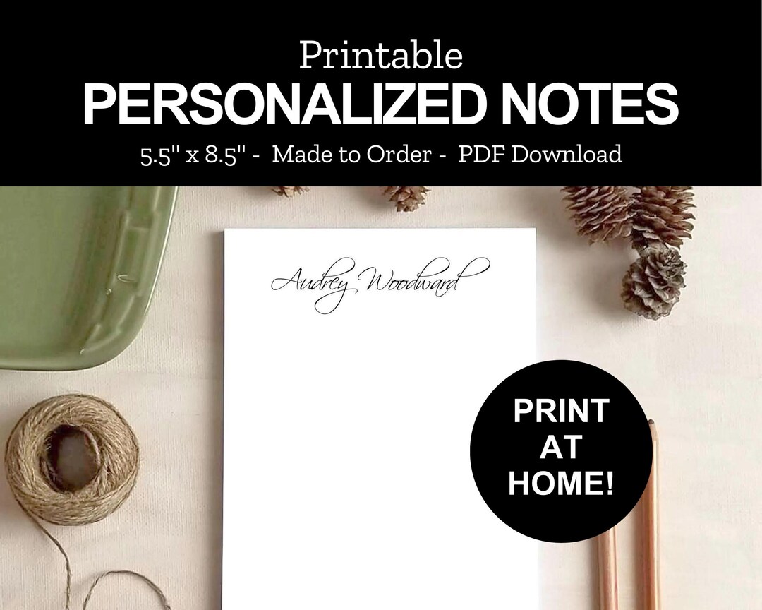 Printable Script Notes for Her - DIY Personalized Note Paper ...