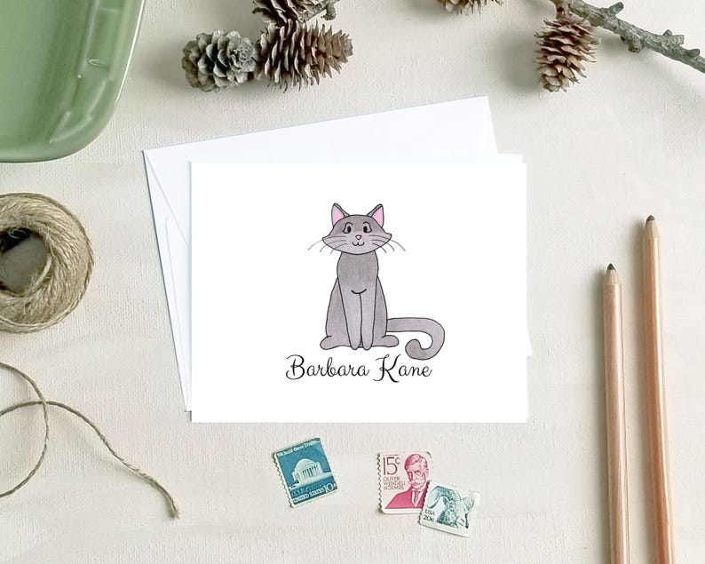 Cat Note Cards - Stationery Gifts for Women - Personalized Note Card ...