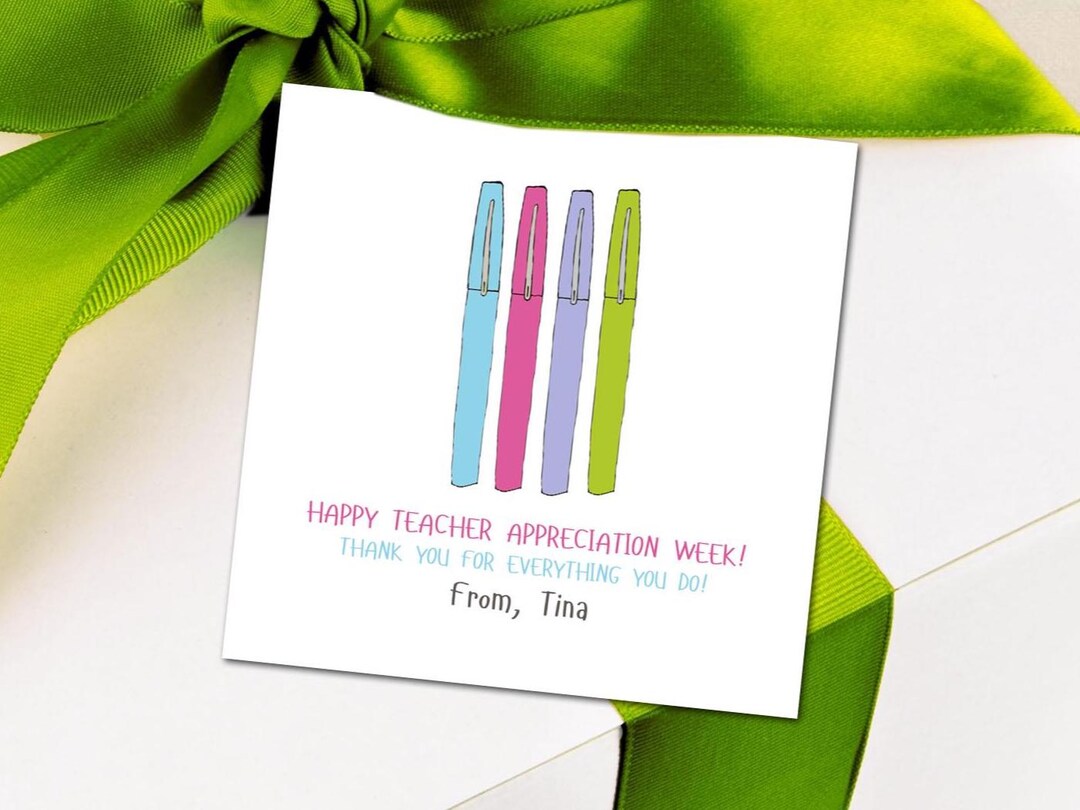Teacher Appreciation Gift Tag - Colored Pens MINI Cards for Teachers - Etsy