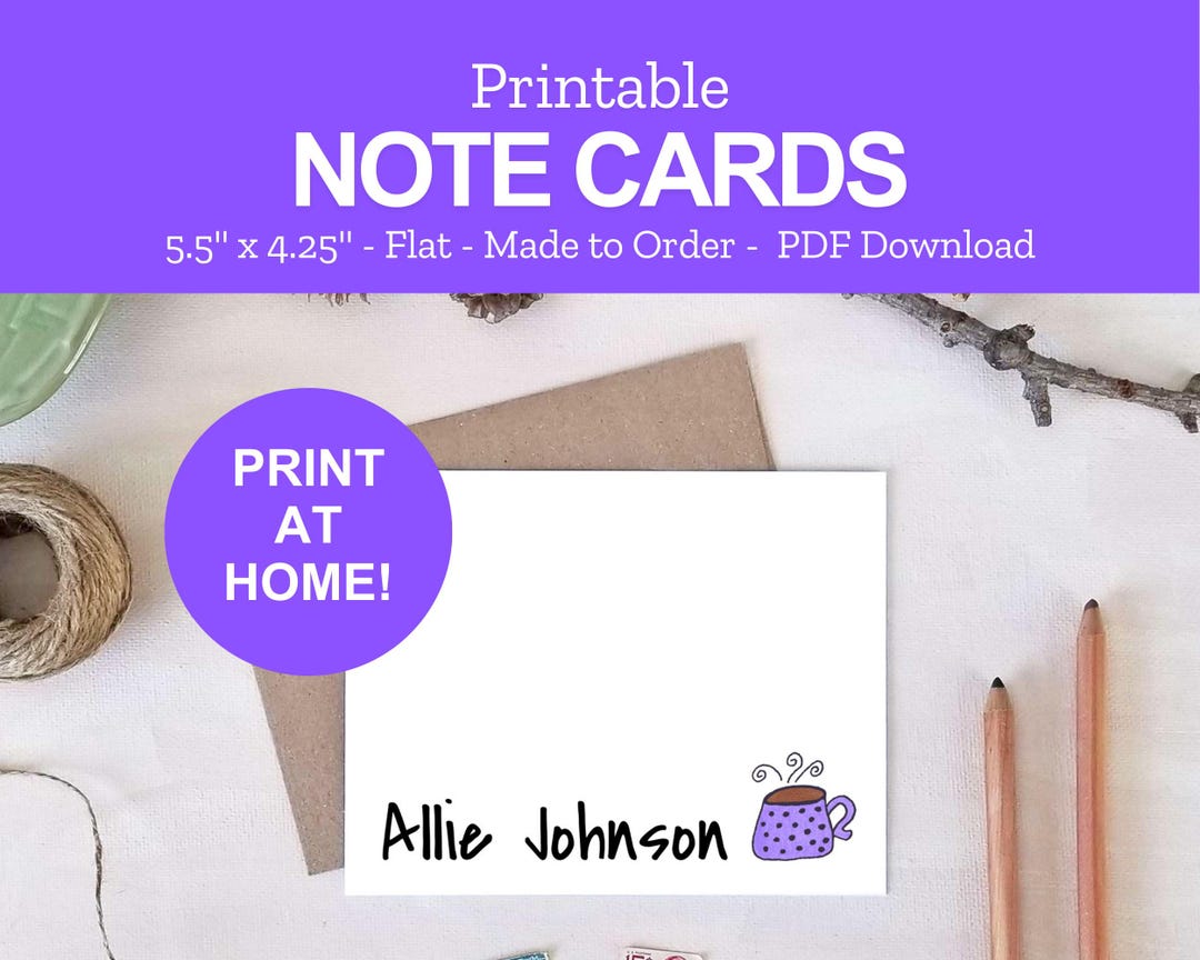 Printable Coffee Note Cards - Personalized Stationery - Coffee Lover ...