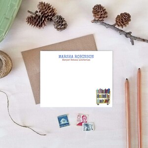 Personalized Stationery Set Book Rack Notepad & Note Cards Gift for ...