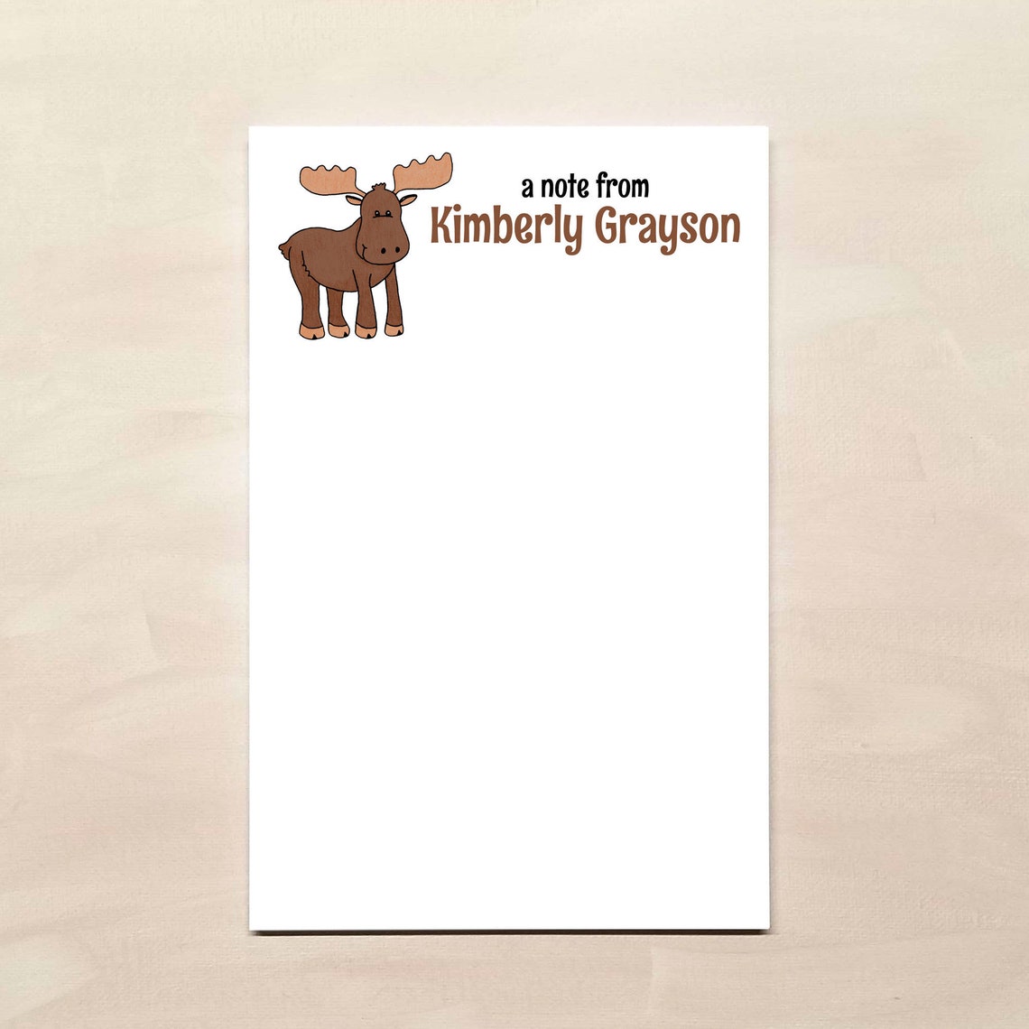 Moose Notepad for Kids Personalized Notepads Stationery | Etsy