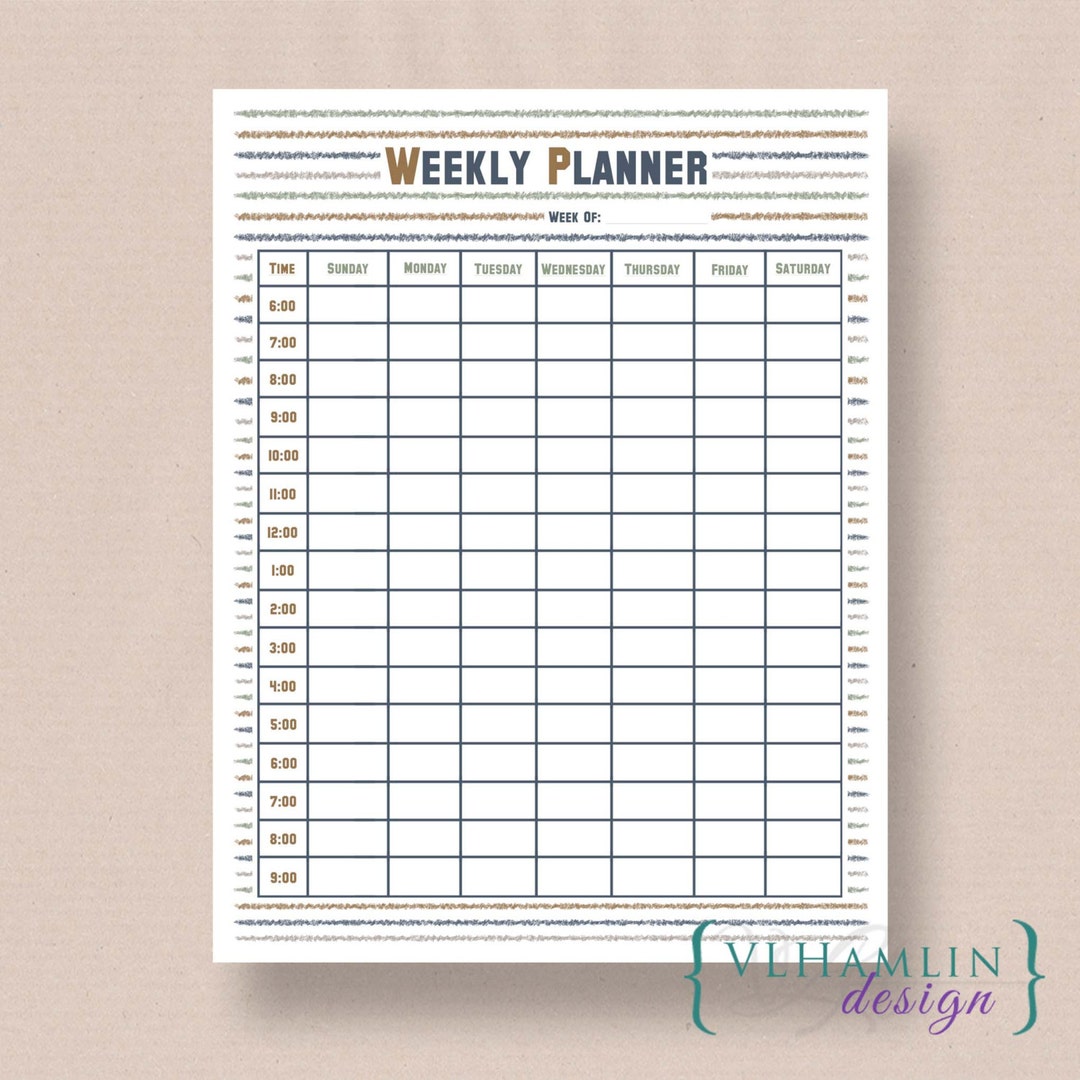 Printable Planner, Weekly Planner, Rough Stripes, Schedule Organizer ...
