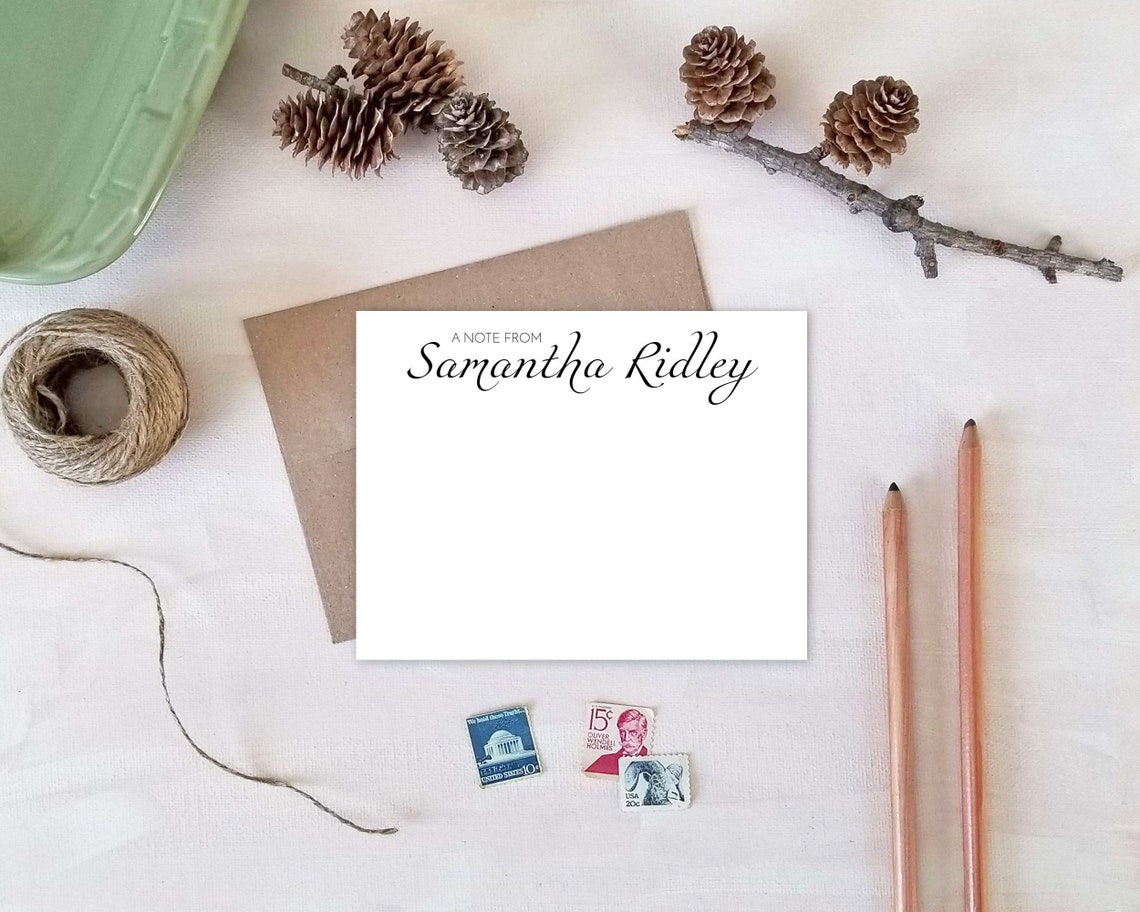 Elegant Script Flat Note Cards Personalized Stationery Gifts - Etsy