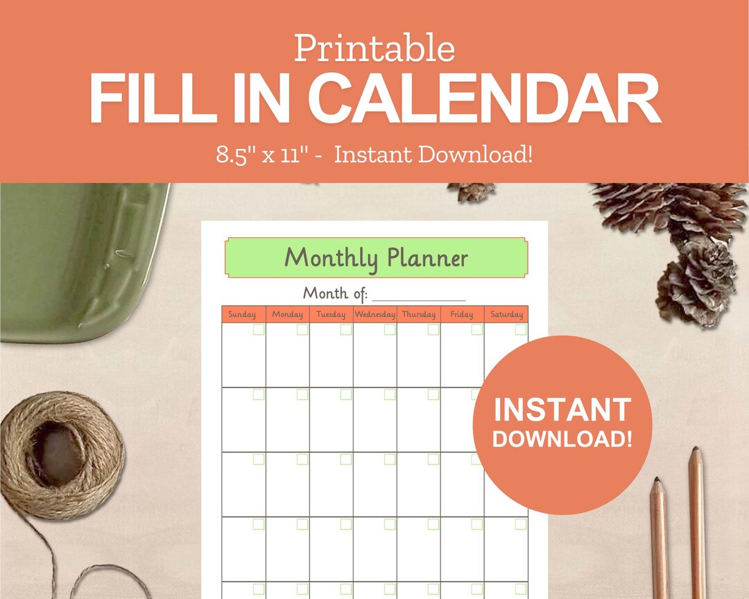 Printable Calendar - Blank Monthly Calendar - DIY Monthly Planner ...