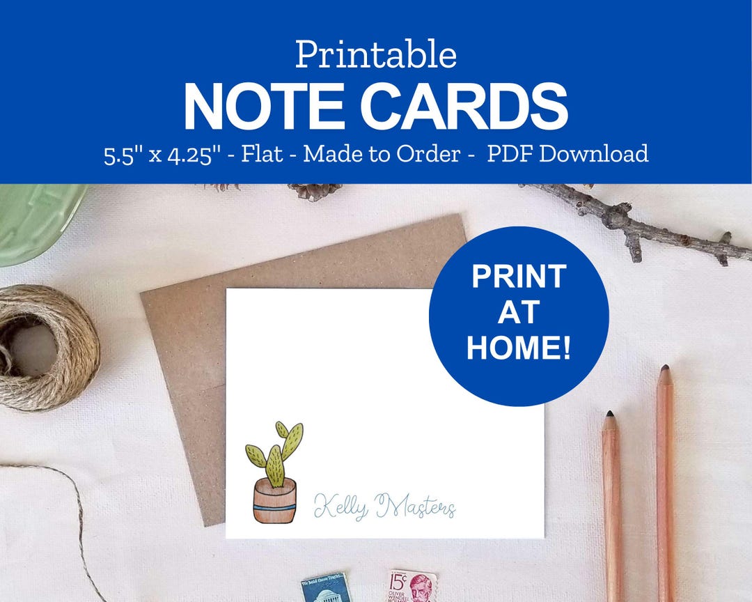 Printable Cactus Note Card Set - Personalized Stationery - Cactus Gifts ...