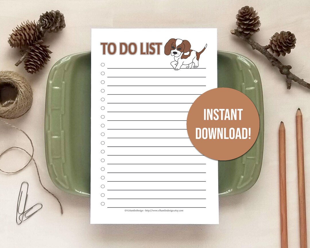 Cute to Do List Printable - Beagle Dog Themed Daily Checklist Planner ...