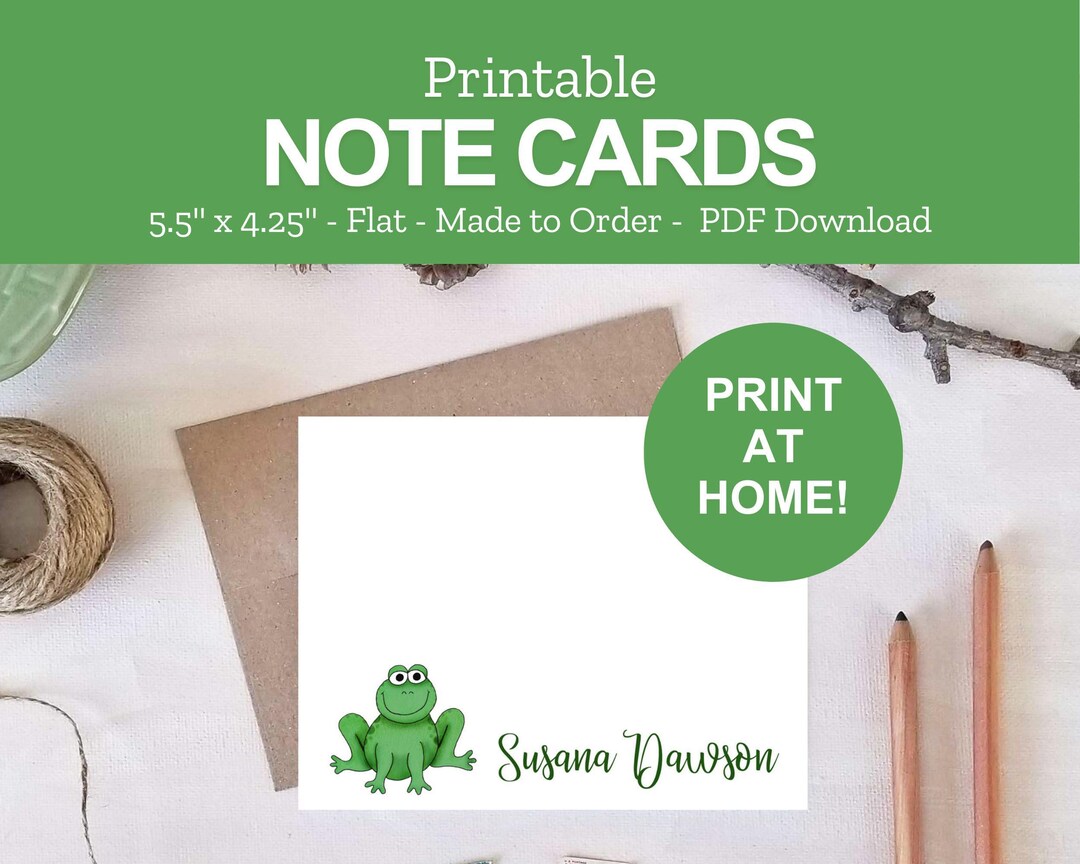 Personalized Frog Note Cards for Kids (printable PDF) - Etsy