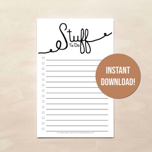 Printable Stuff to Do List - Daily Task Checklist - Organization List ...