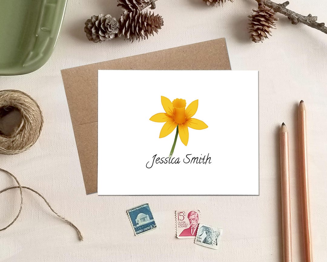 Daffodil Note Cards - Personalized Stationery Gifts for Mom Grandma ...