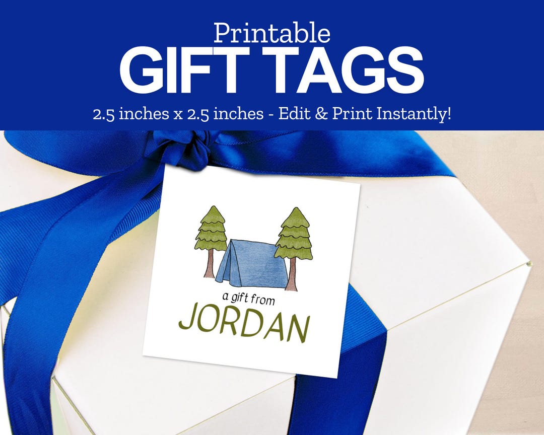 Camping Gift Tags - Printable Enclosure Card - Personalized Camp MINI ...
