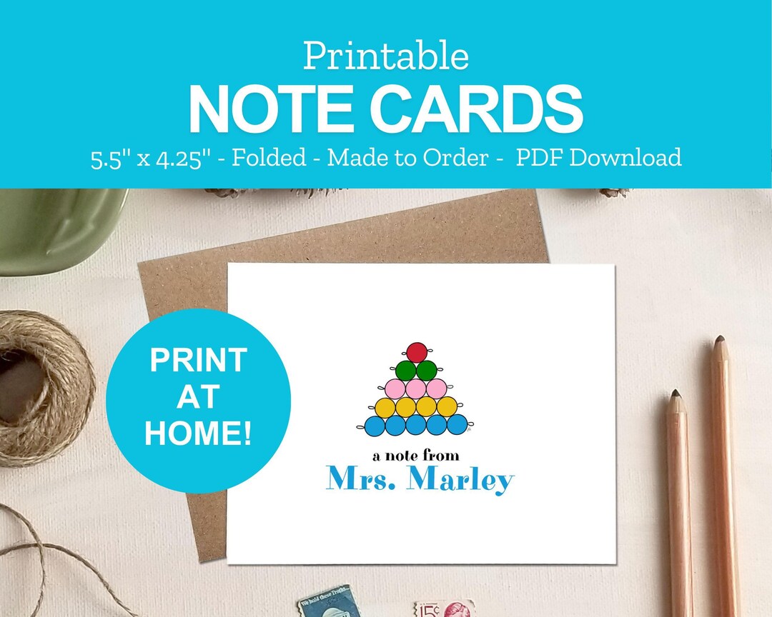 Printable Teacher Note Cards: Personalized Stationery Gift (PDF) - Etsy