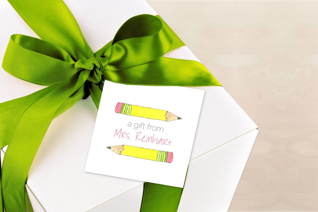 Watercolor Pencil Enclosure Card Personalized Gift Tags Teacher MINI ...