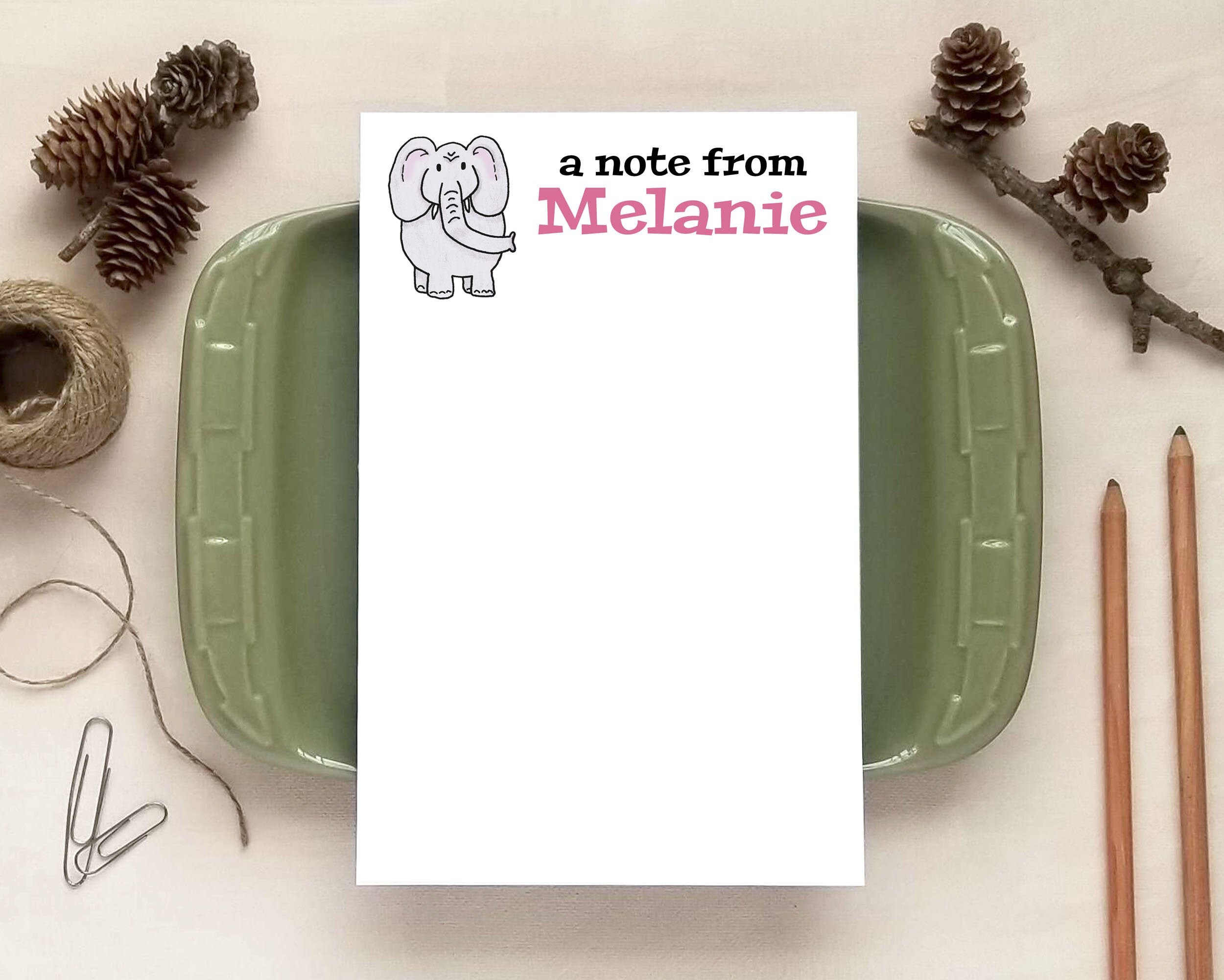 Elephant Notepad for Kids Personalized Notepads Stationery | Etsy