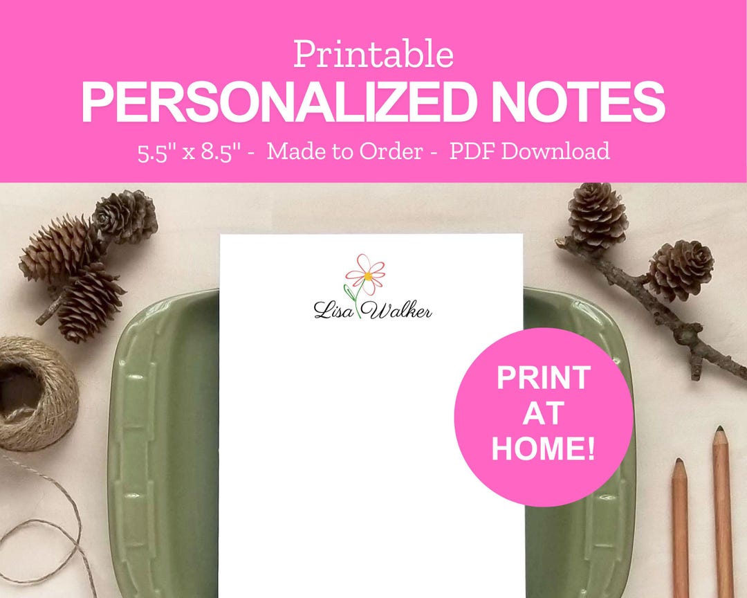 Printable Pink Daisy Notes for Her - Personalized Notepad ...
