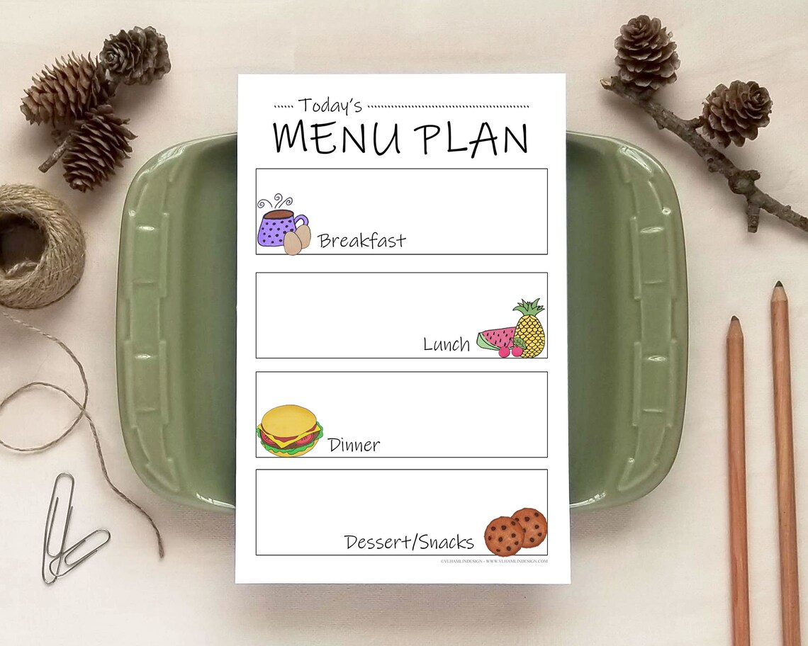 Menu Planner Notepad Daily Meal Plan - Etsy