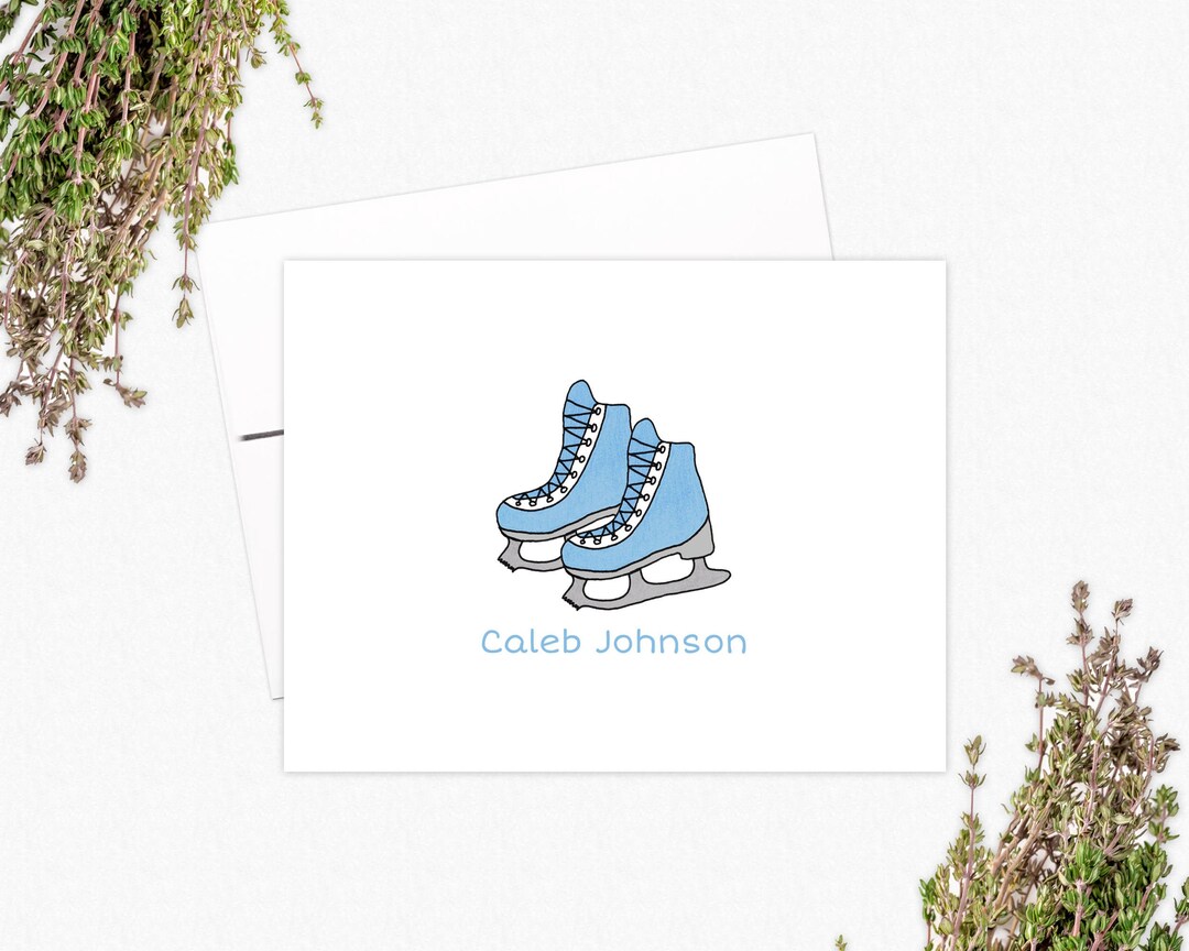 Ice Skate Note Cards Personalized Stationery for Ice Skaters Ice ...