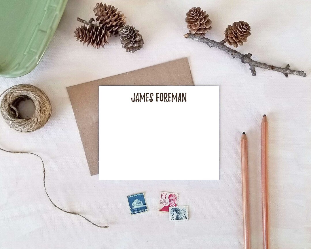 Personalized Note Cards for Men Folded Note Card Set Stationery Gifts ...